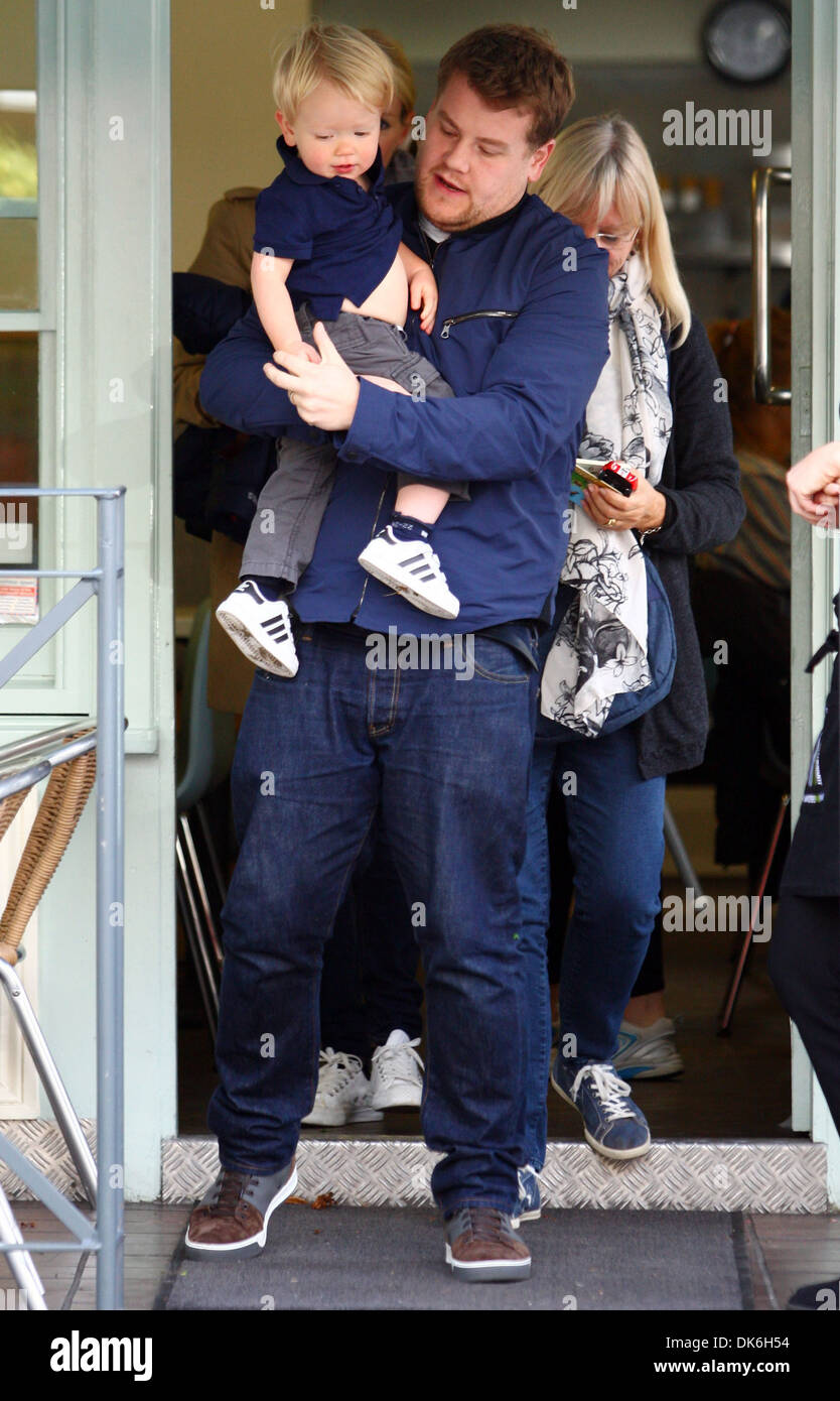 Newlyweds James Cordon and Julia Carey take their son Max for lunch in ...