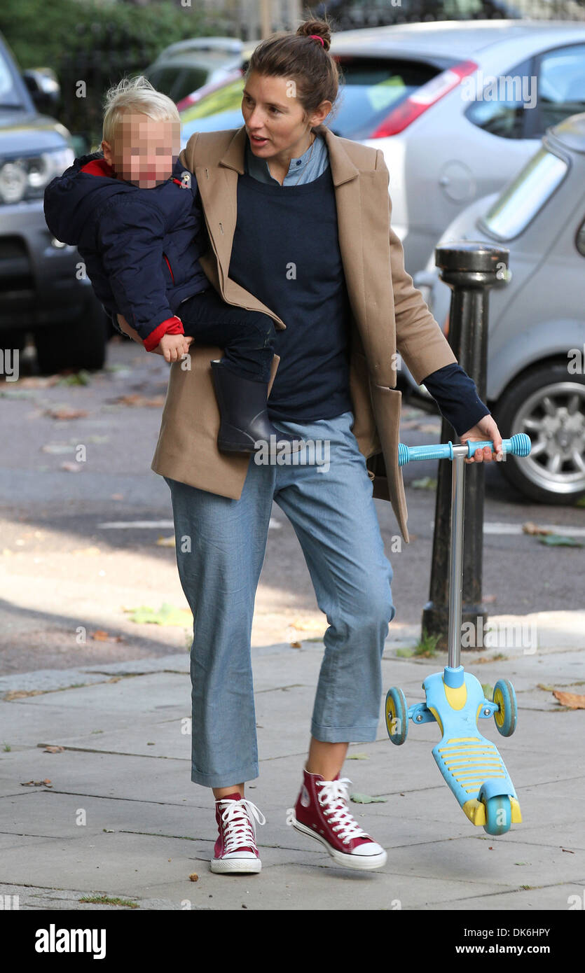 Jools Oliver and children out and about in Primrose Hill London ...