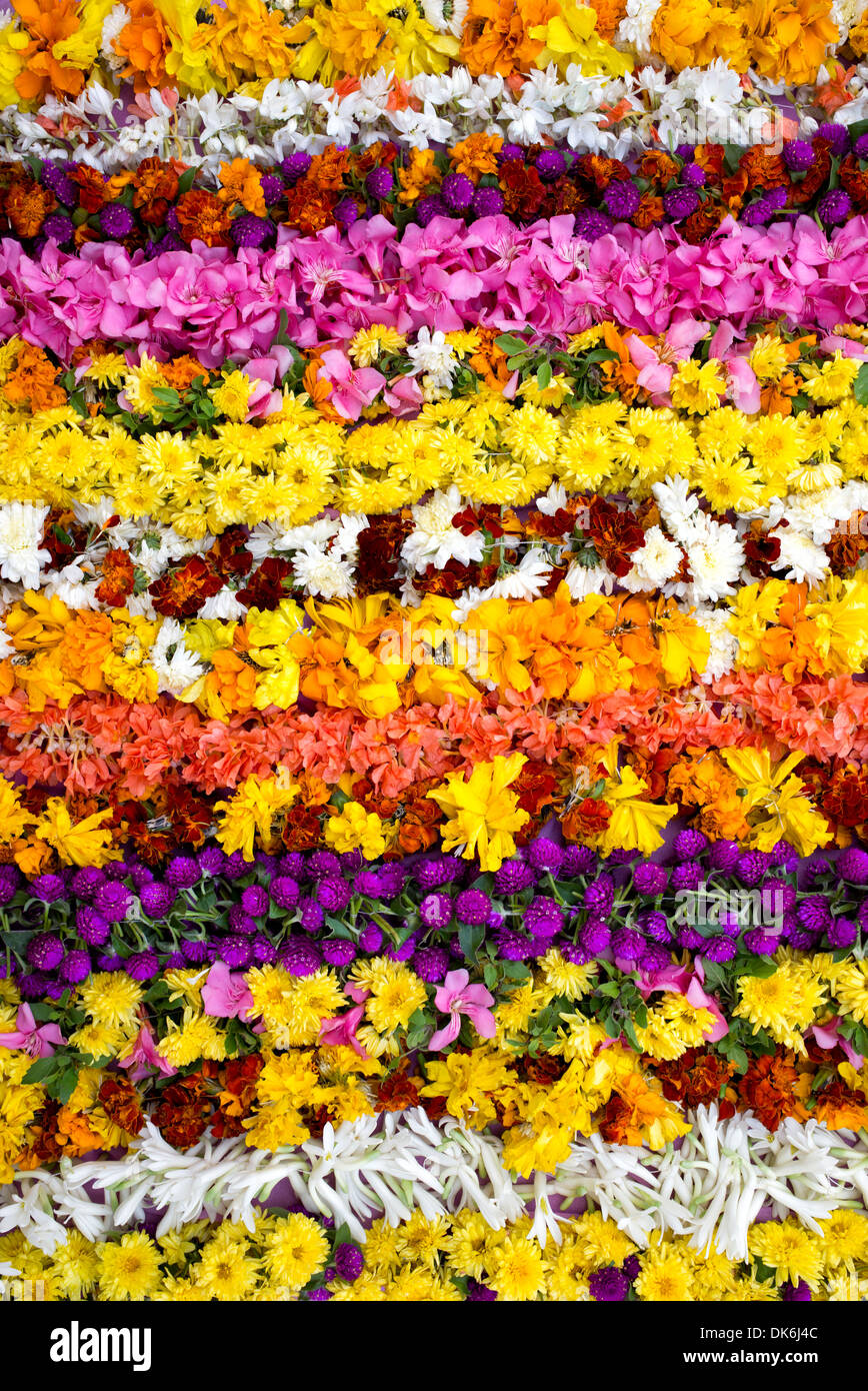Colourful Indian flower garlands pattern Stock Photo - Alamy