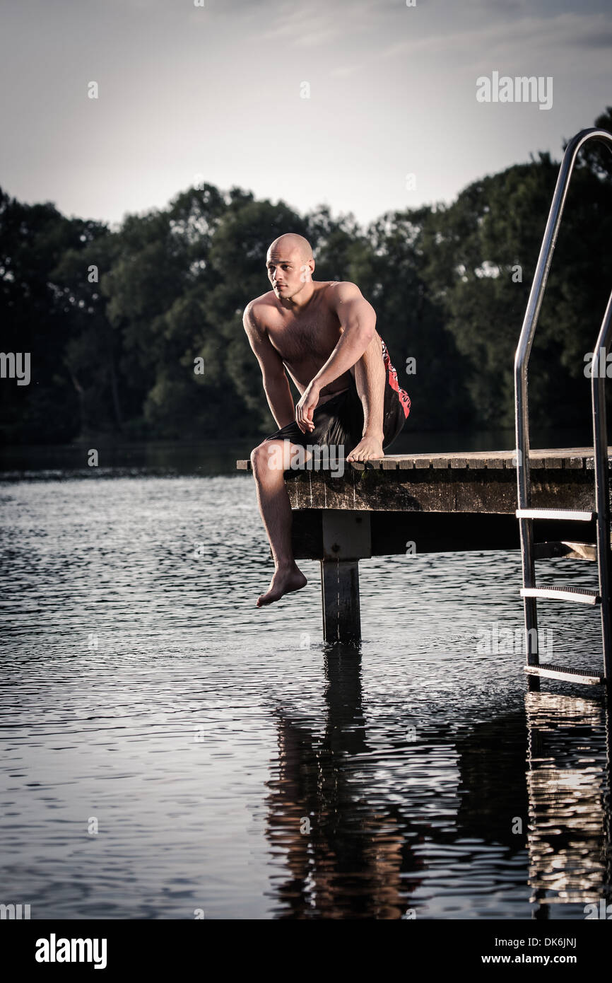 outdoor portrait of a young man on the riverside Stock Photo - Alamy