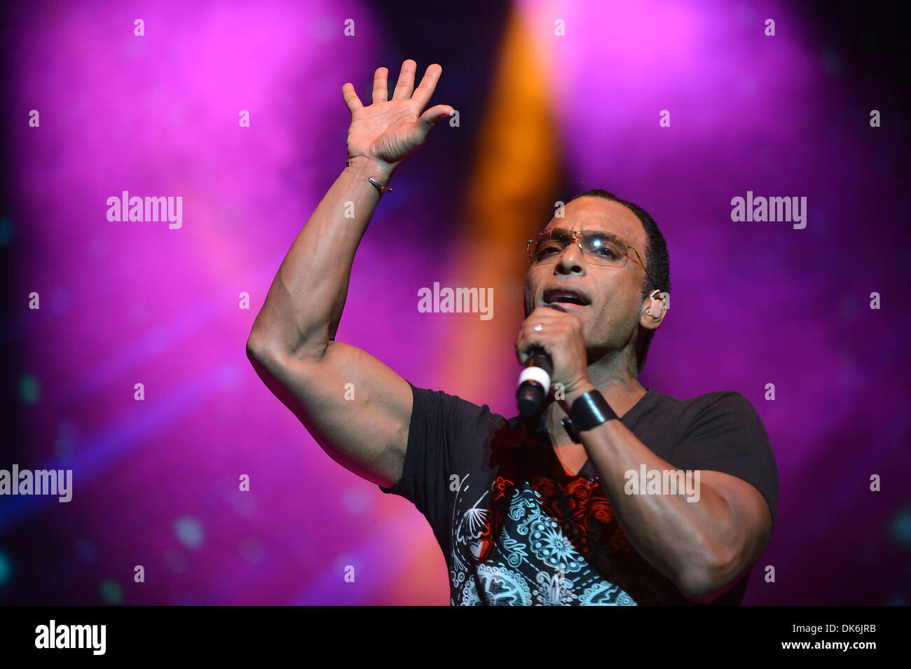 Jon Secada performs during Miami Rocks Our Troops at Bank United Center ...