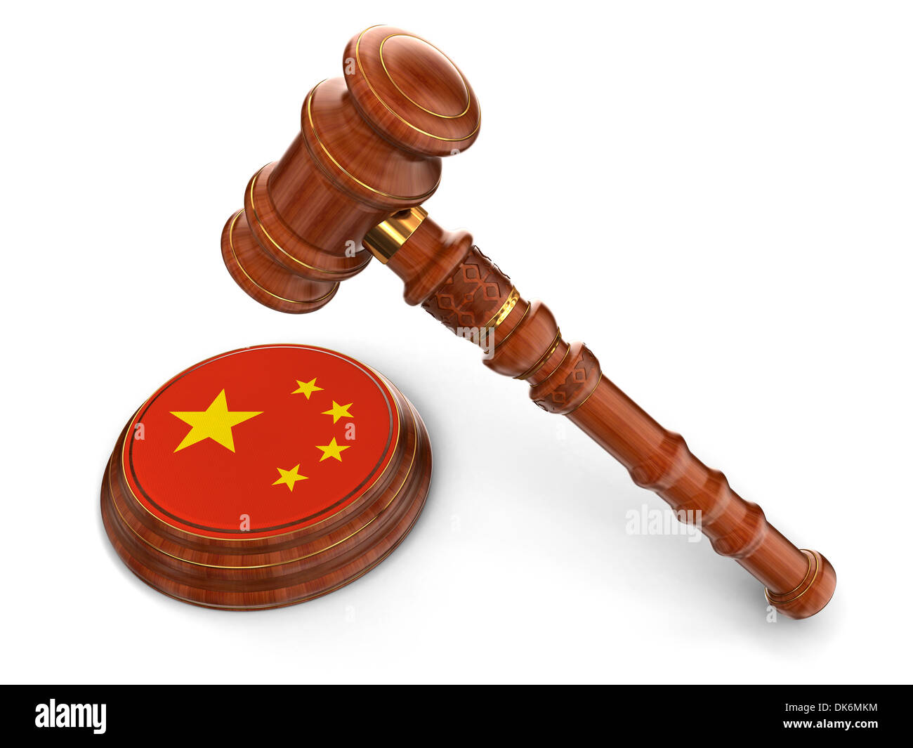 Wooden Mallet and Chinese flag (clipping path included Stock Photo - Alamy