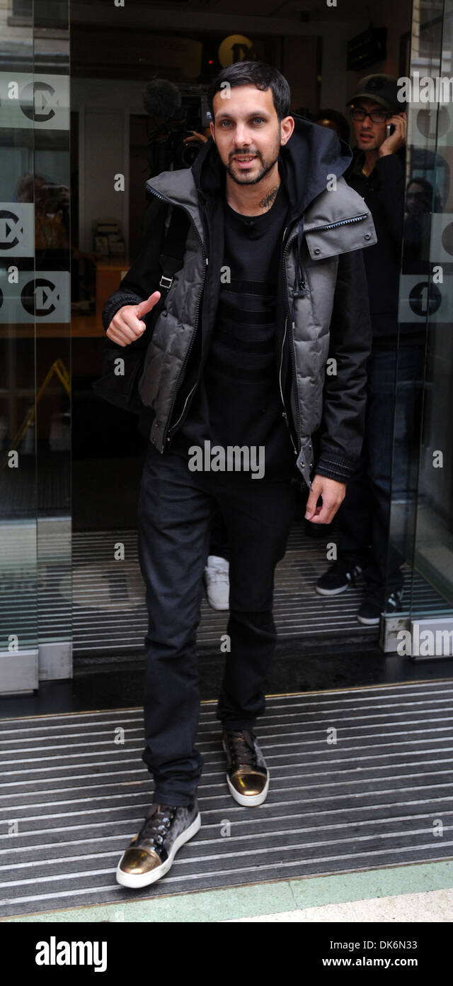 Dynamo (magician) performs a trick outside the BBC Radio 1 studios ...