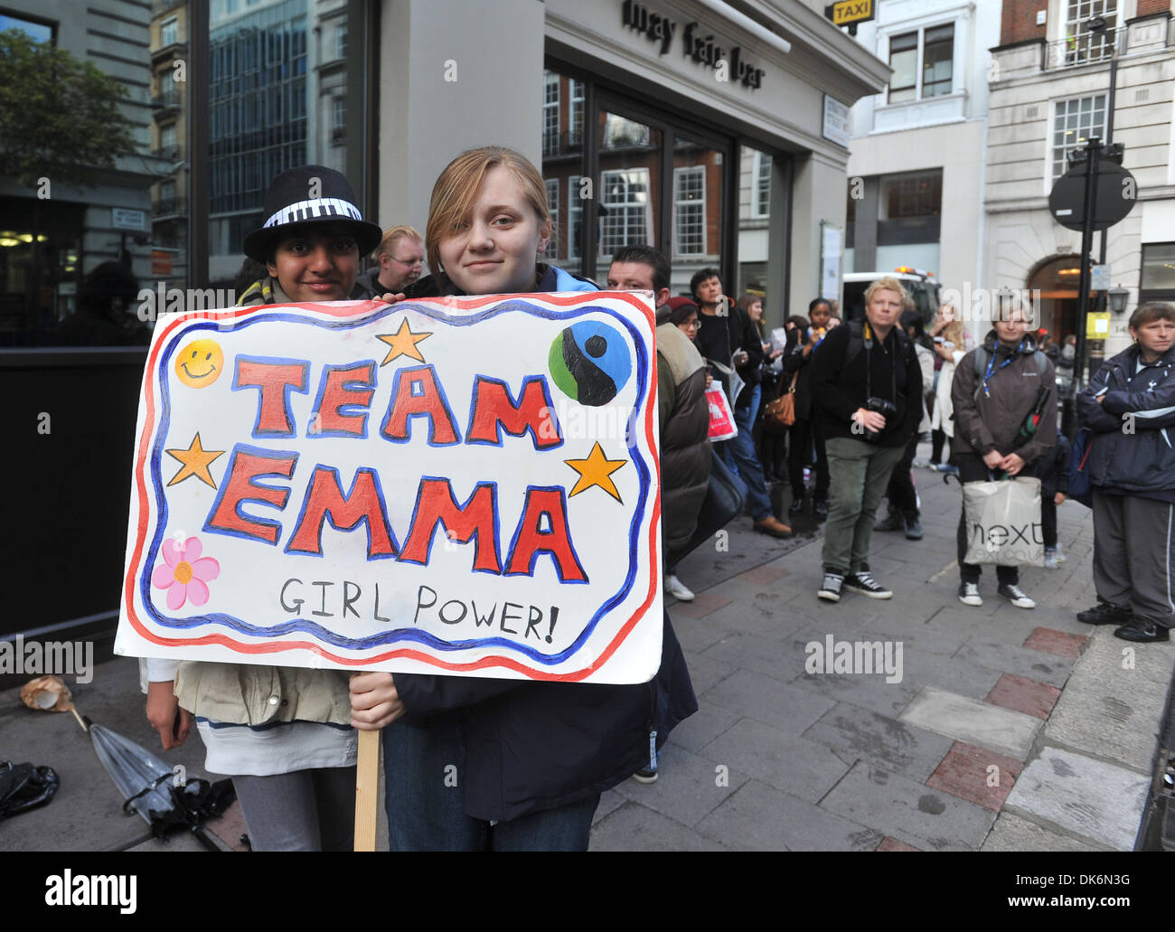 Crowds wait outside May Fair Hotel to catch a glimpse of Emma Watson ...