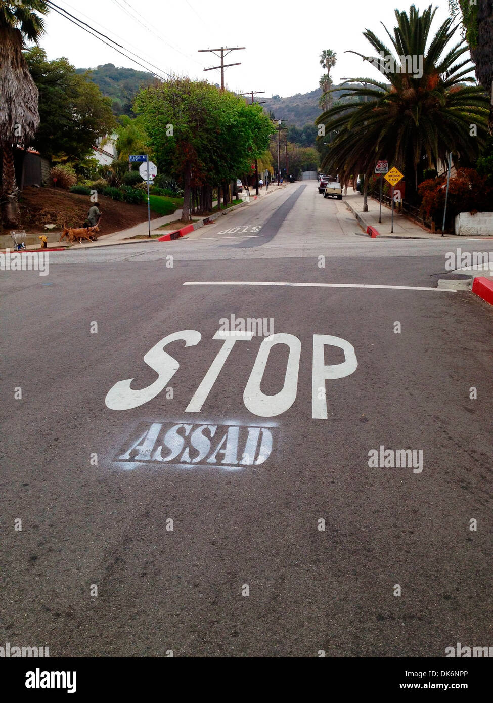 Political graffiti calling for the stop of Syrian President Bashar al ...