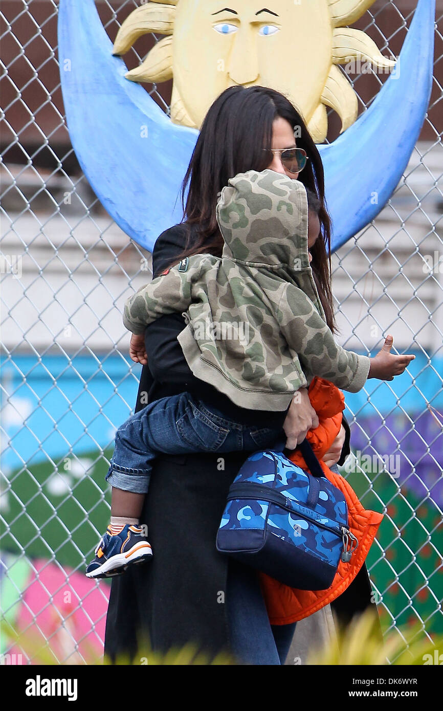 Sandra Bullock and son Louis Bardo Bullock seen dropping off her two ...