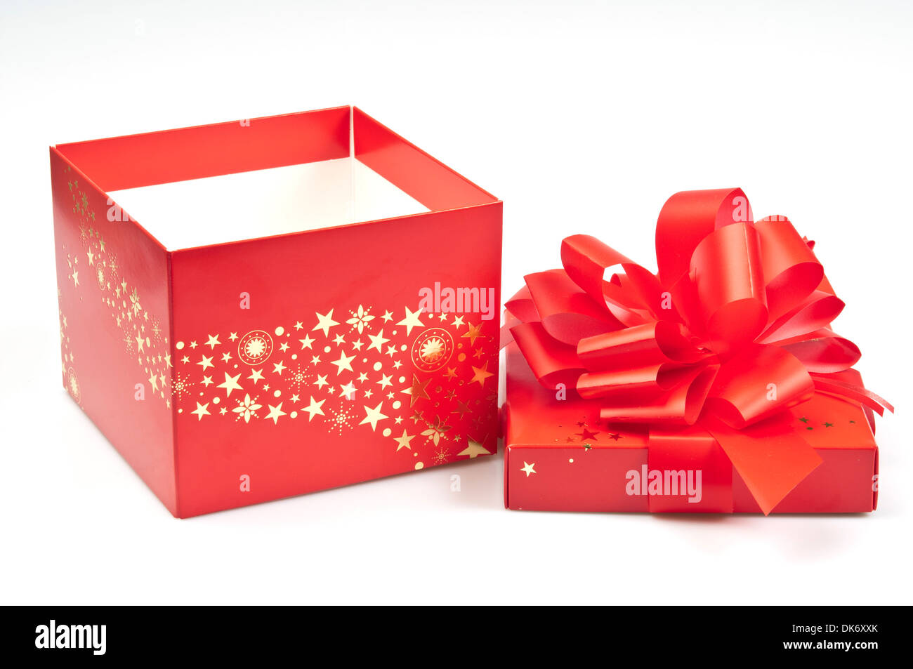 red gift box with ribbon Stock Photo - Alamy