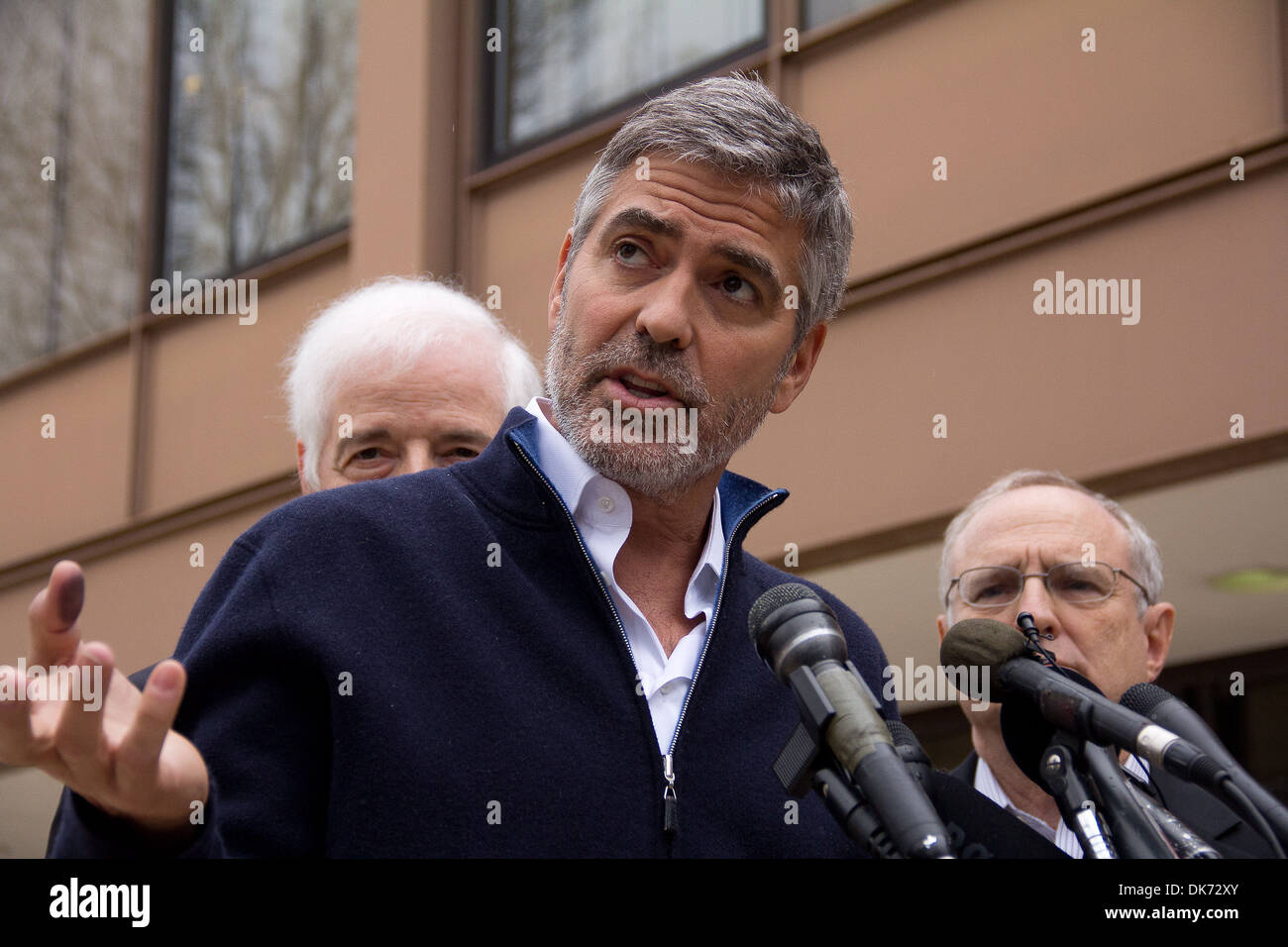 Actor and activist George Clooney and his father Nick Clooney speak to ...