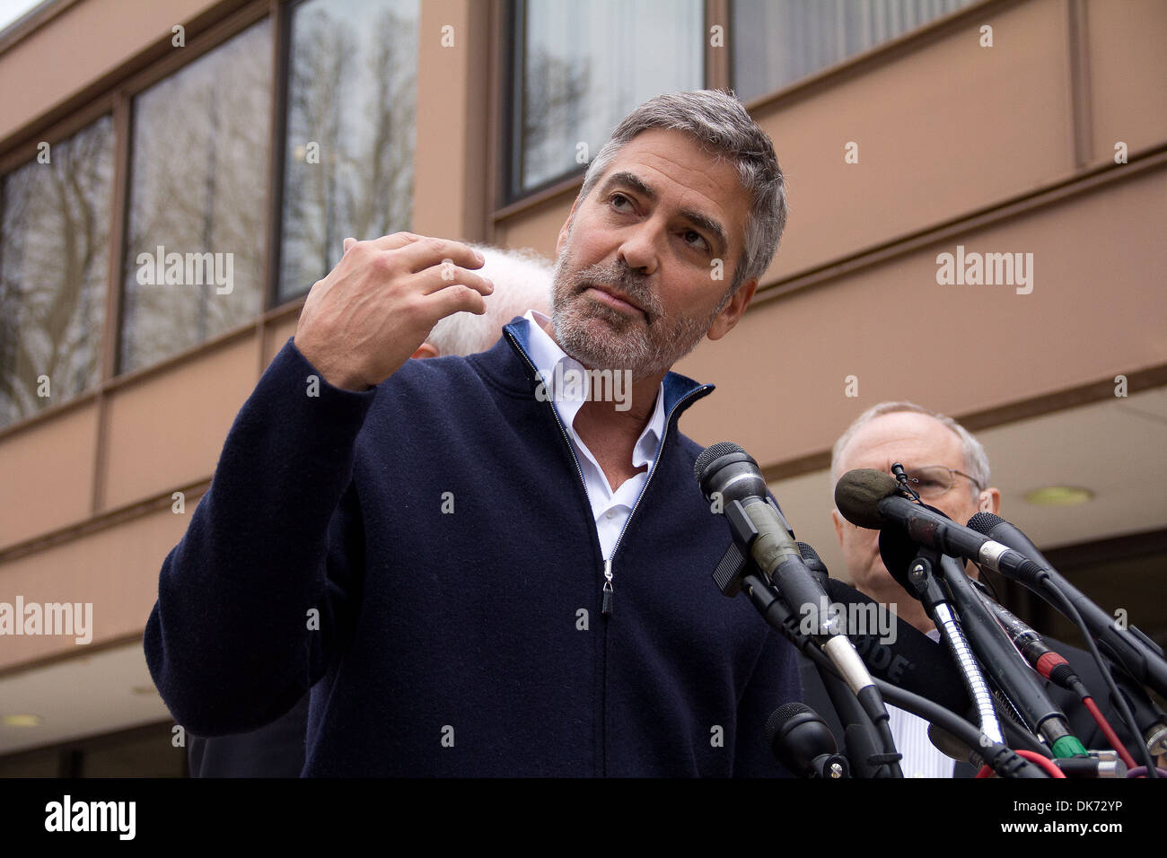 Actor and activist George Clooney and his father Nick Clooney speak to ...