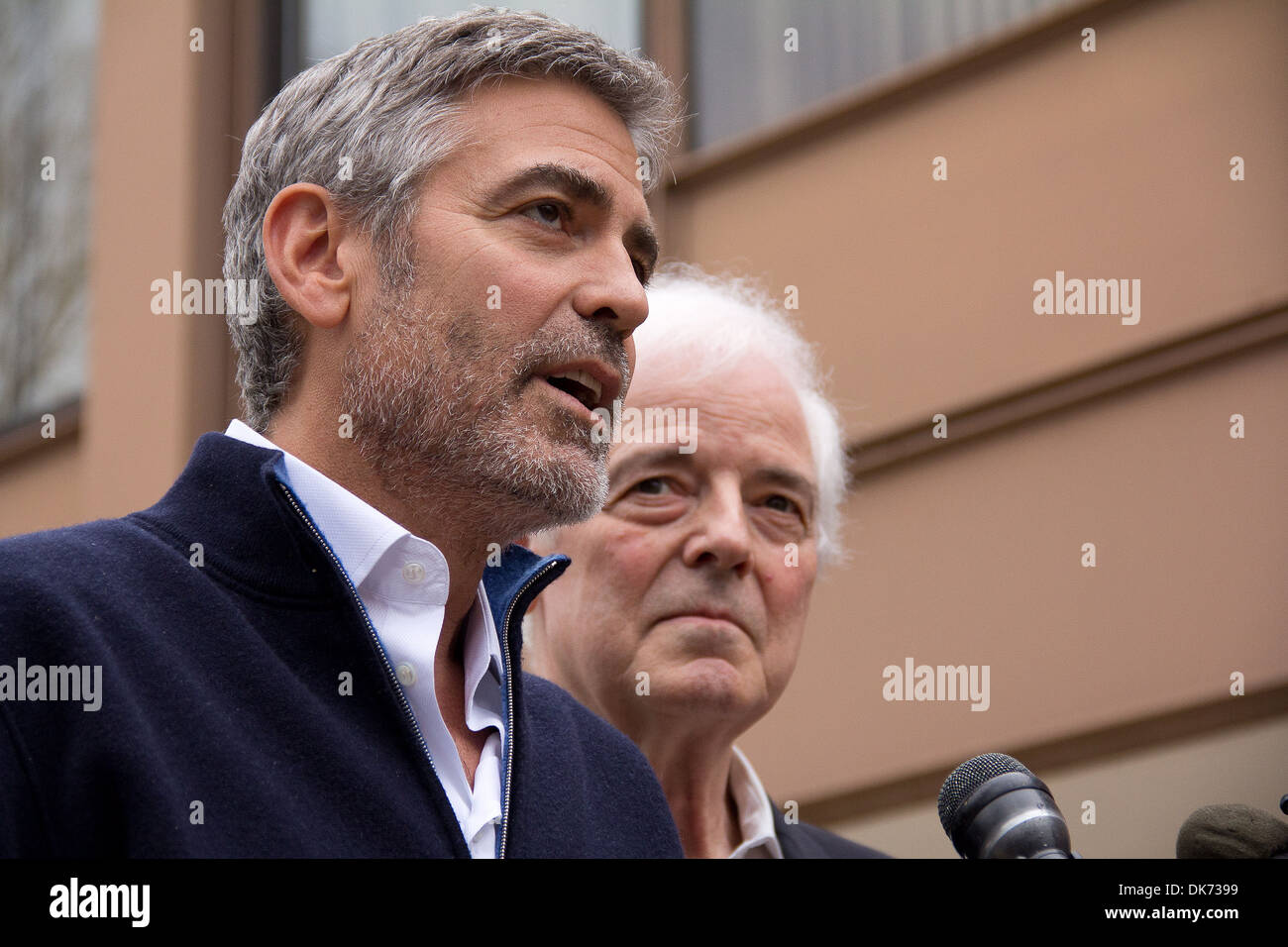 Actor and activist George Clooney and his father Nick Clooney speak to ...