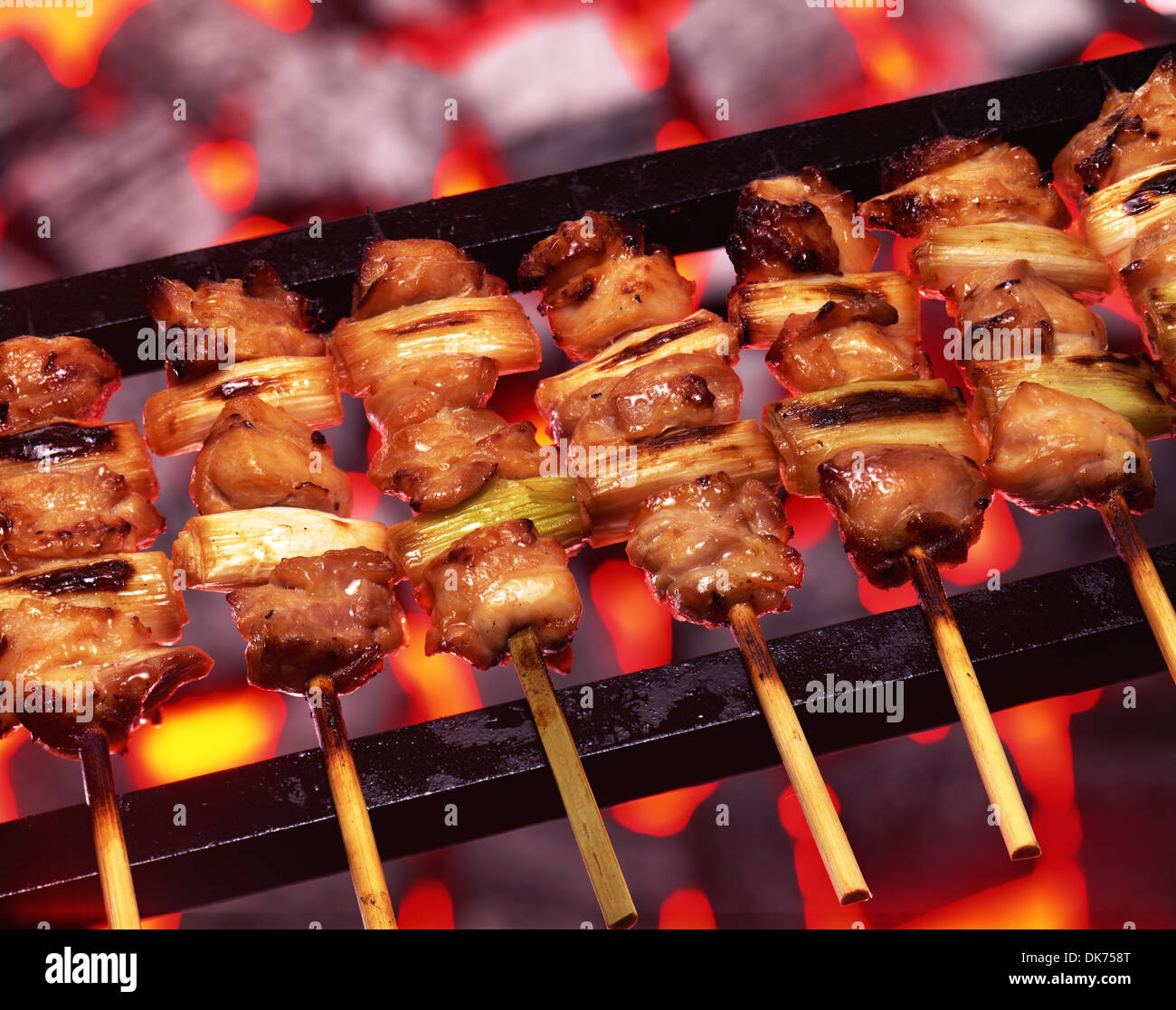 Japanese style skewered chicken Stock Photo - Alamy