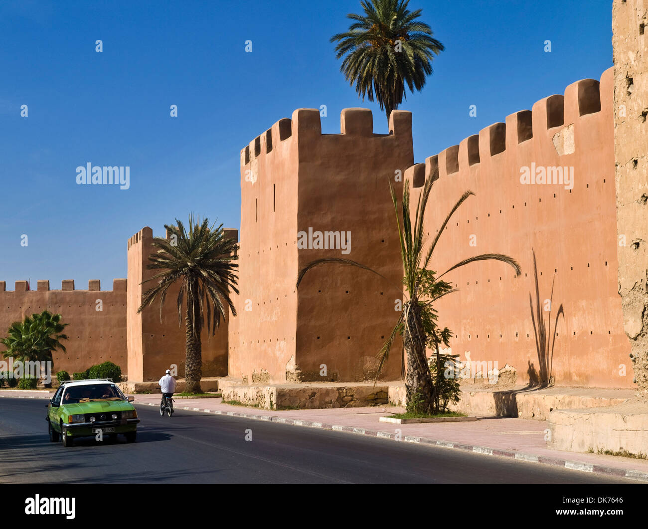 The walls that surround the Moroccan town of Taroudant in the Sous ...