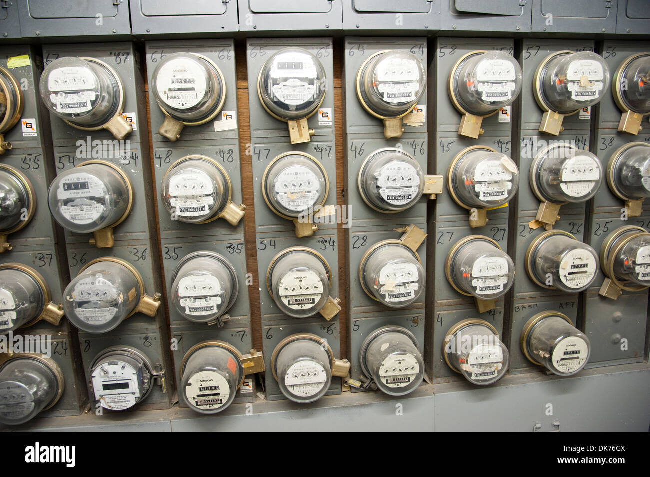 Cluster of electric meters hi-res stock photography and images - Alamy