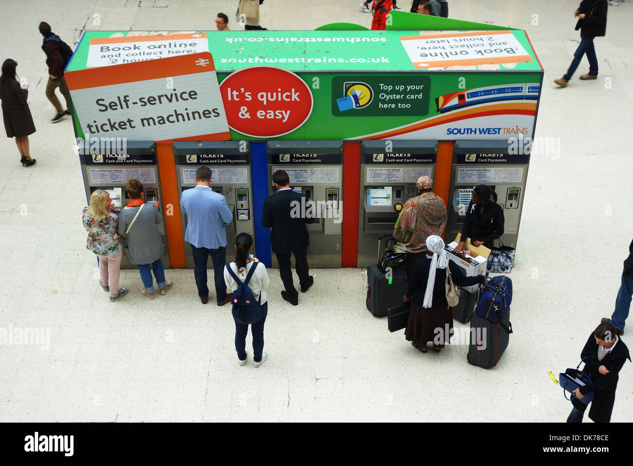 Self-service ticket machines at Waterloo railway station, London ...