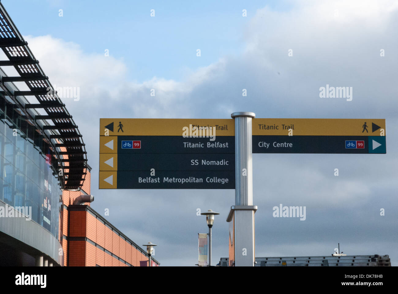 Signpost in the Titanic Quarter of Belfast Stock Photo - Alamy