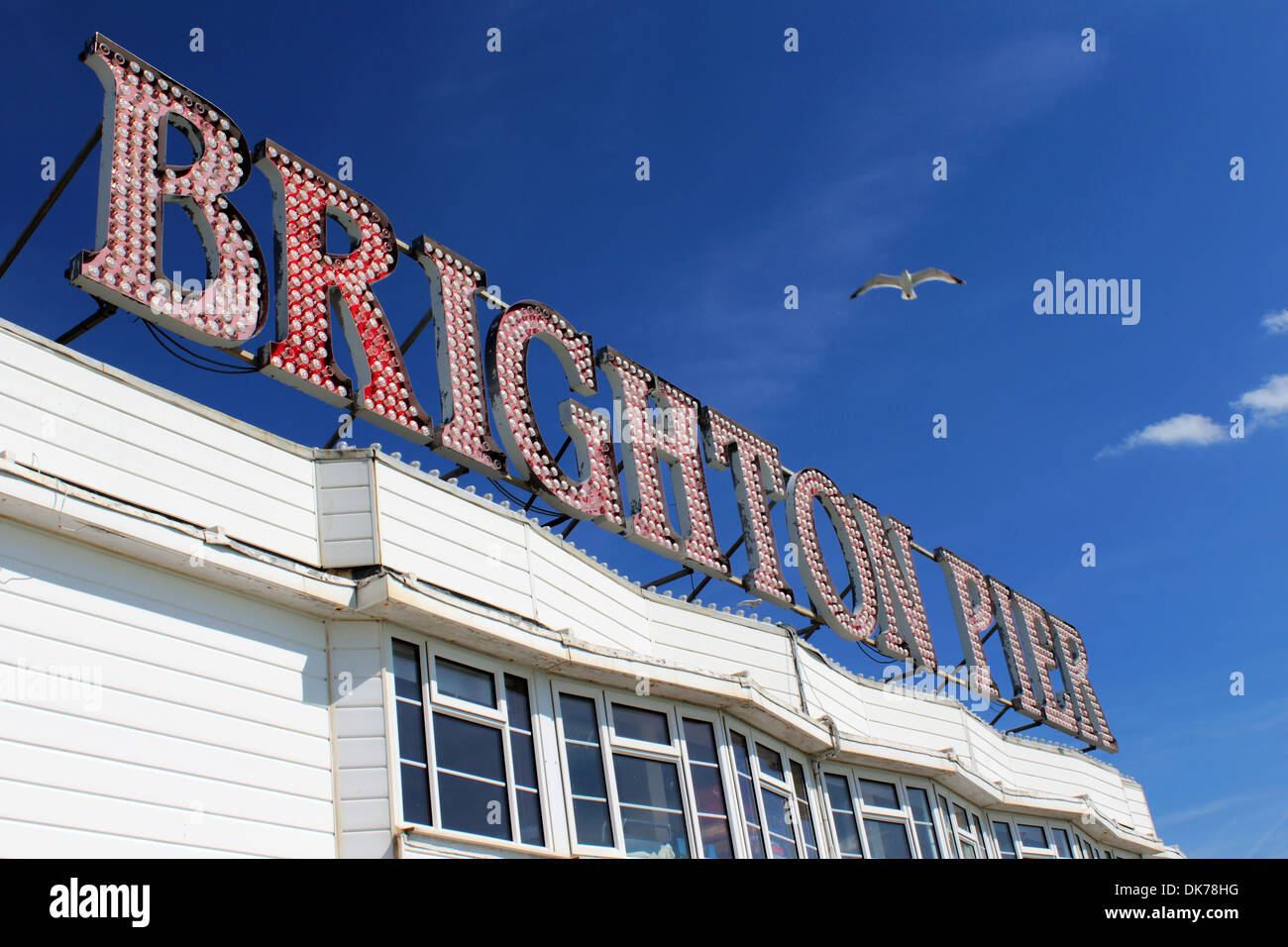 Brighton Pier, Brighton Pier sign, Brighton, East Sussex, Britain, UK ...