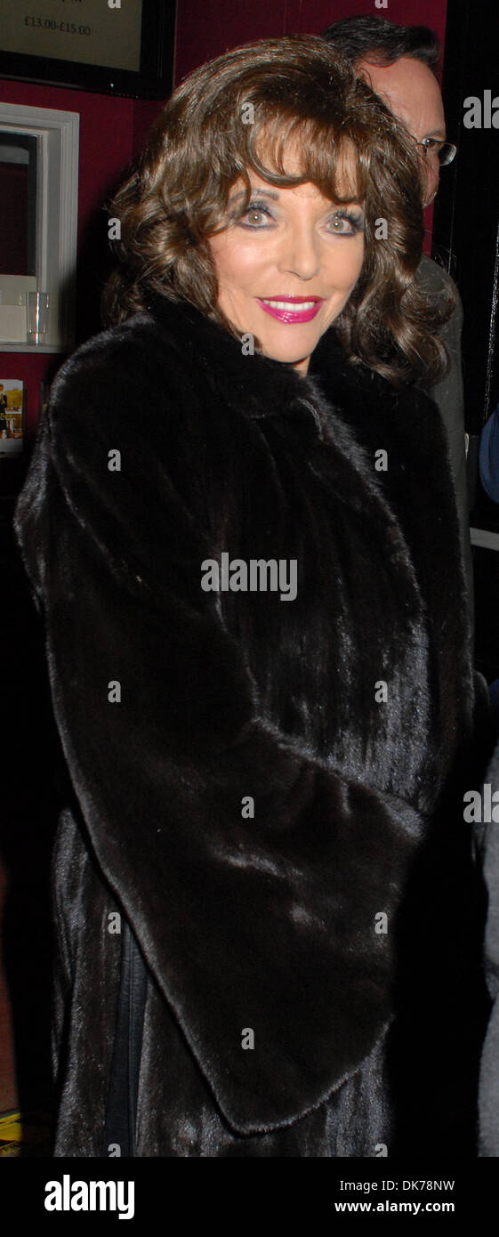 Joan Collins wearing a fur coat at Leicester Square Theatre for her ...
