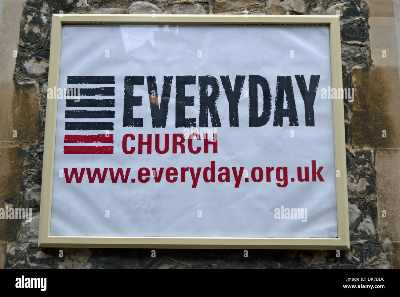 notice on exterior of the everyday church, in kingston upon thames ...