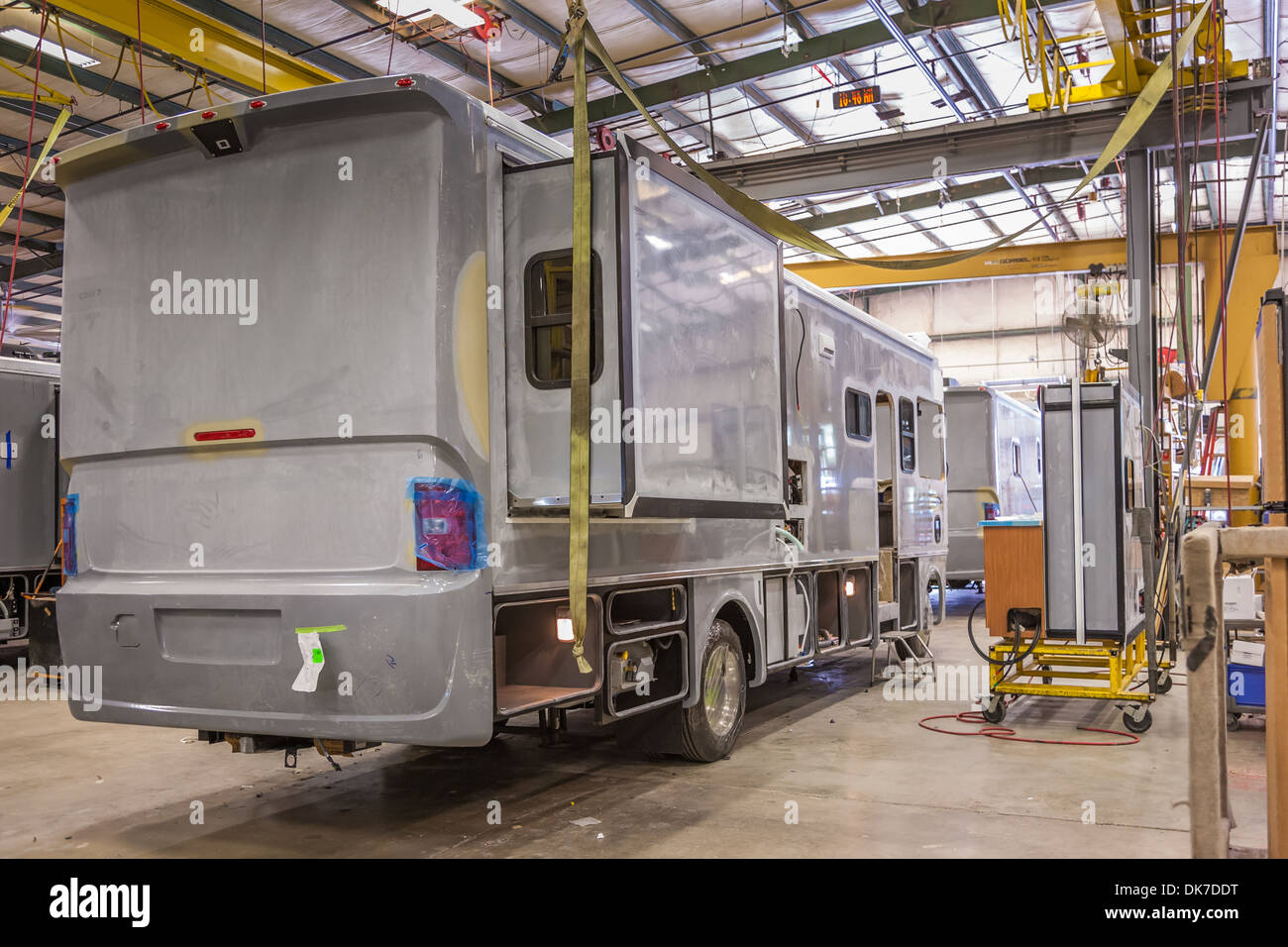 Motorhome near end of assembly line at Tiffin Motorhomes factory in Red ...