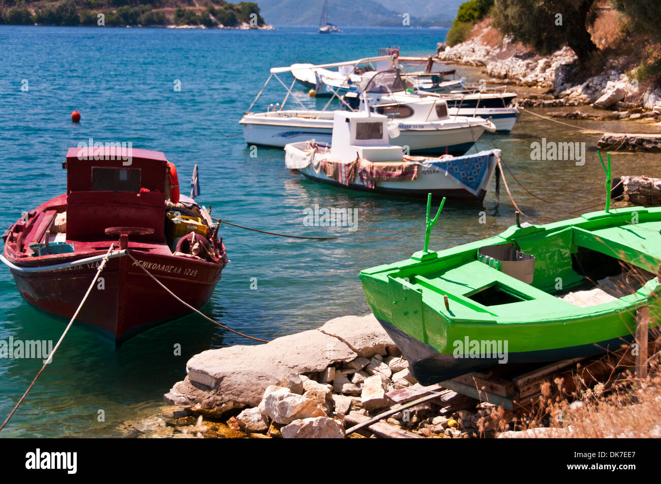 The town of Vathi on the Ionian island of Meganisi Stock Photo - Alamy
