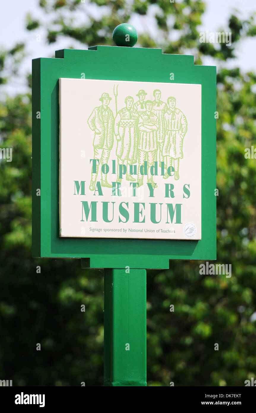 Tolpuddle Martyrs Museum sign, Tolpuddle, Dorset, Britain, UK Stock ...