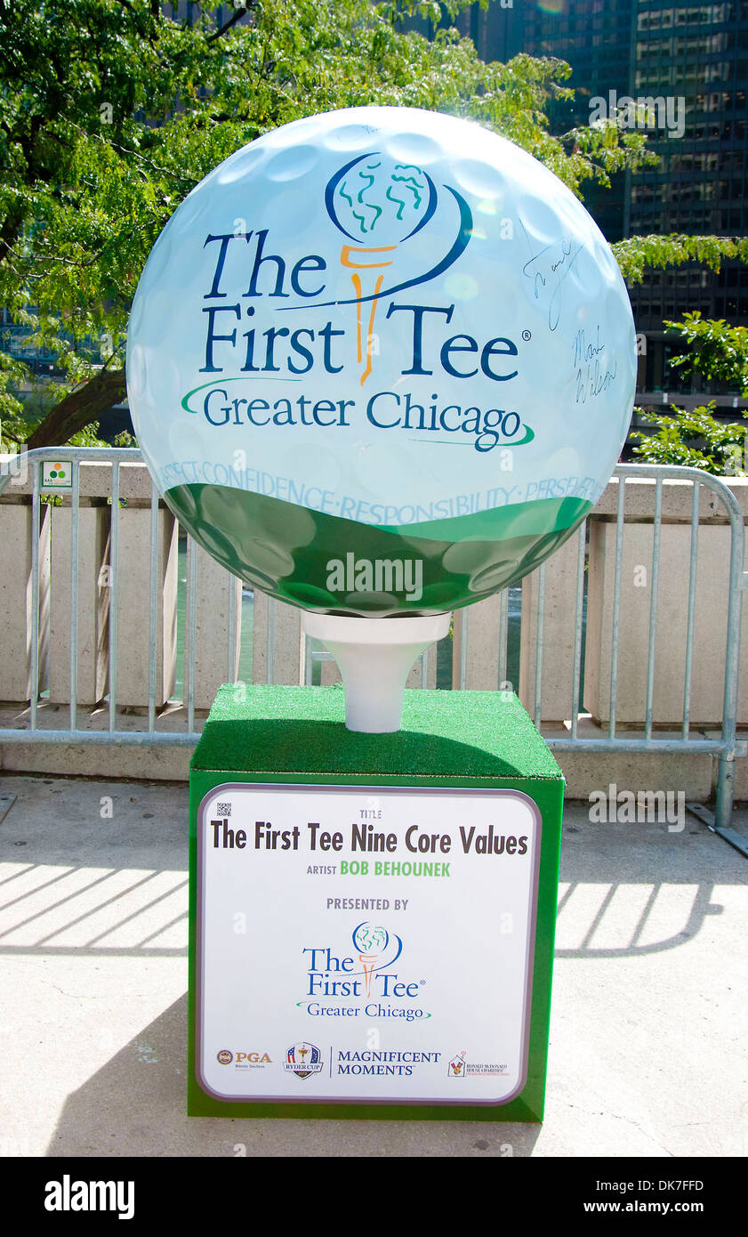 The First Tee Nine Core Values A series of giant golf balls on display ...