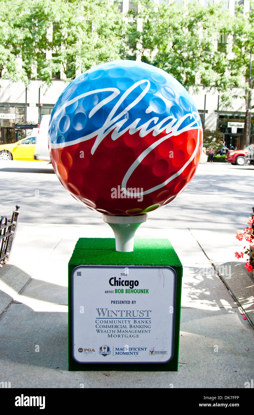 Chicago A series of giant golf balls on display in Chicago’s Michigan ...