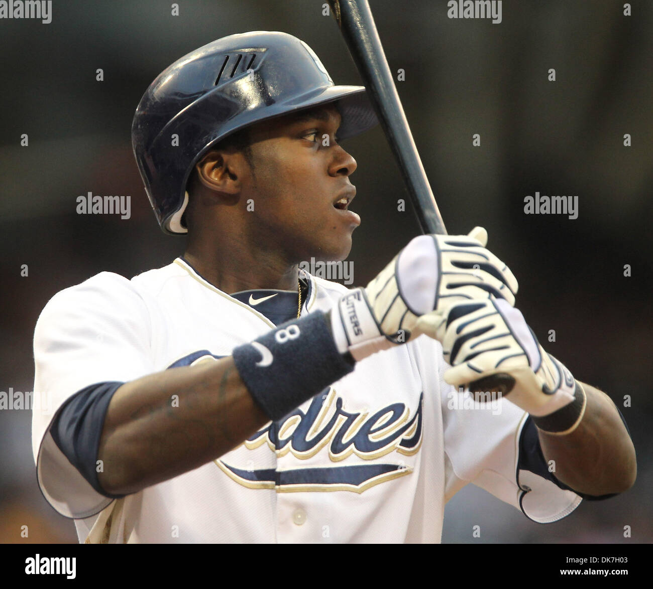 June 24, 2011 - The Padres' Cameron Maybin bats during game against the ...