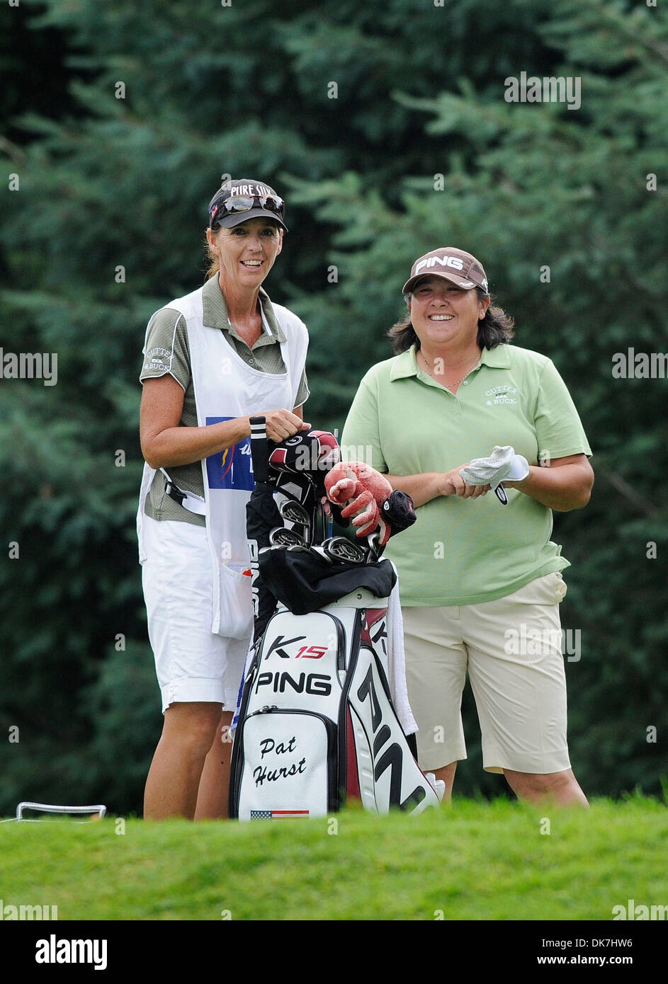 June 25, 2011: Pat Hurst and caddy at the Wegmans LPGA Championship at ...