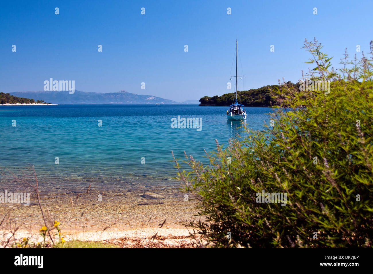 The Greek town of Vathi on the Ionian island of Meganisi Stock Photo ...