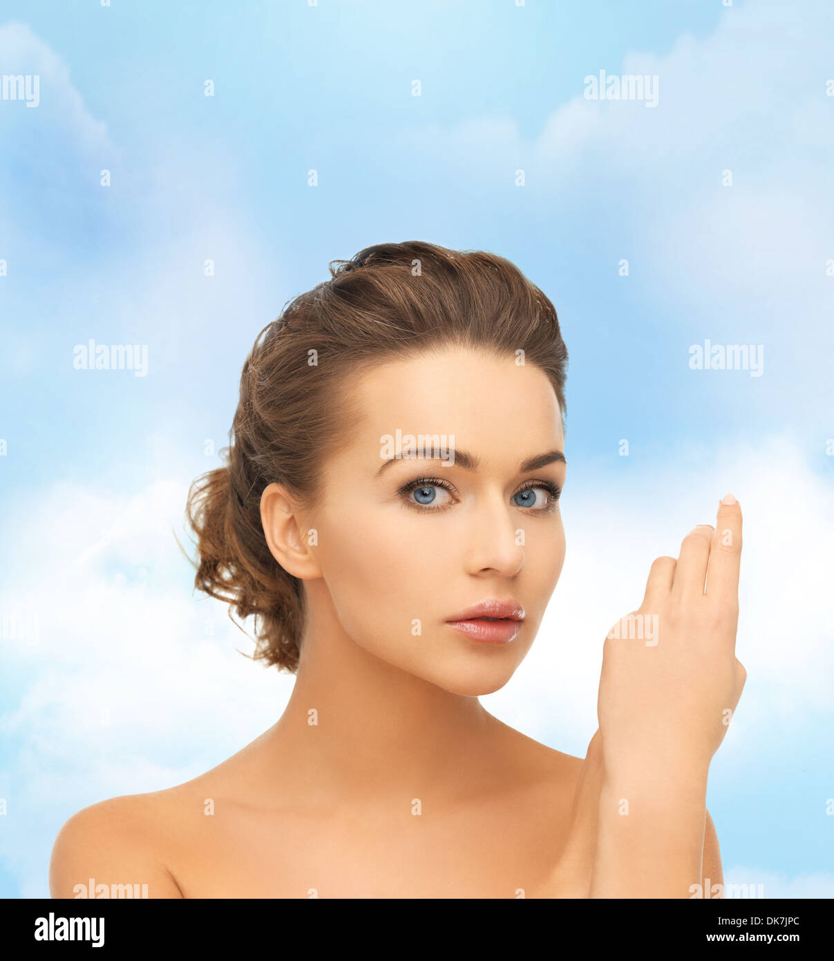 beautiful woman with updo Stock Photo - Alamy