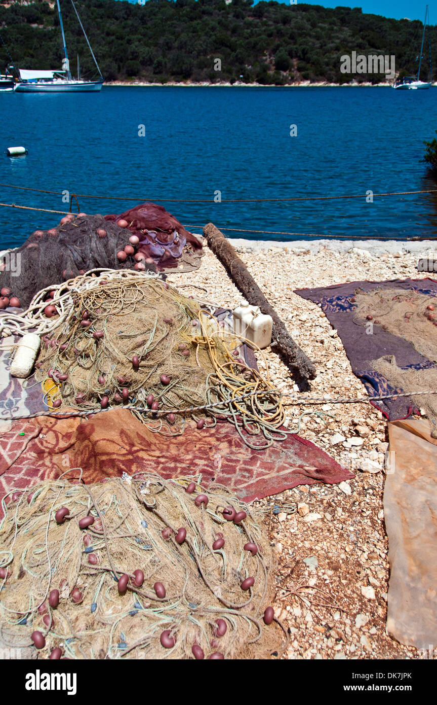 The Greek town of Vathi on the Ionian island of Meganisi Stock Photo ...