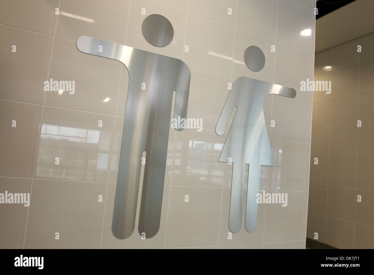 Modern toilet signs in Portsmouth International Port Terminal building ...