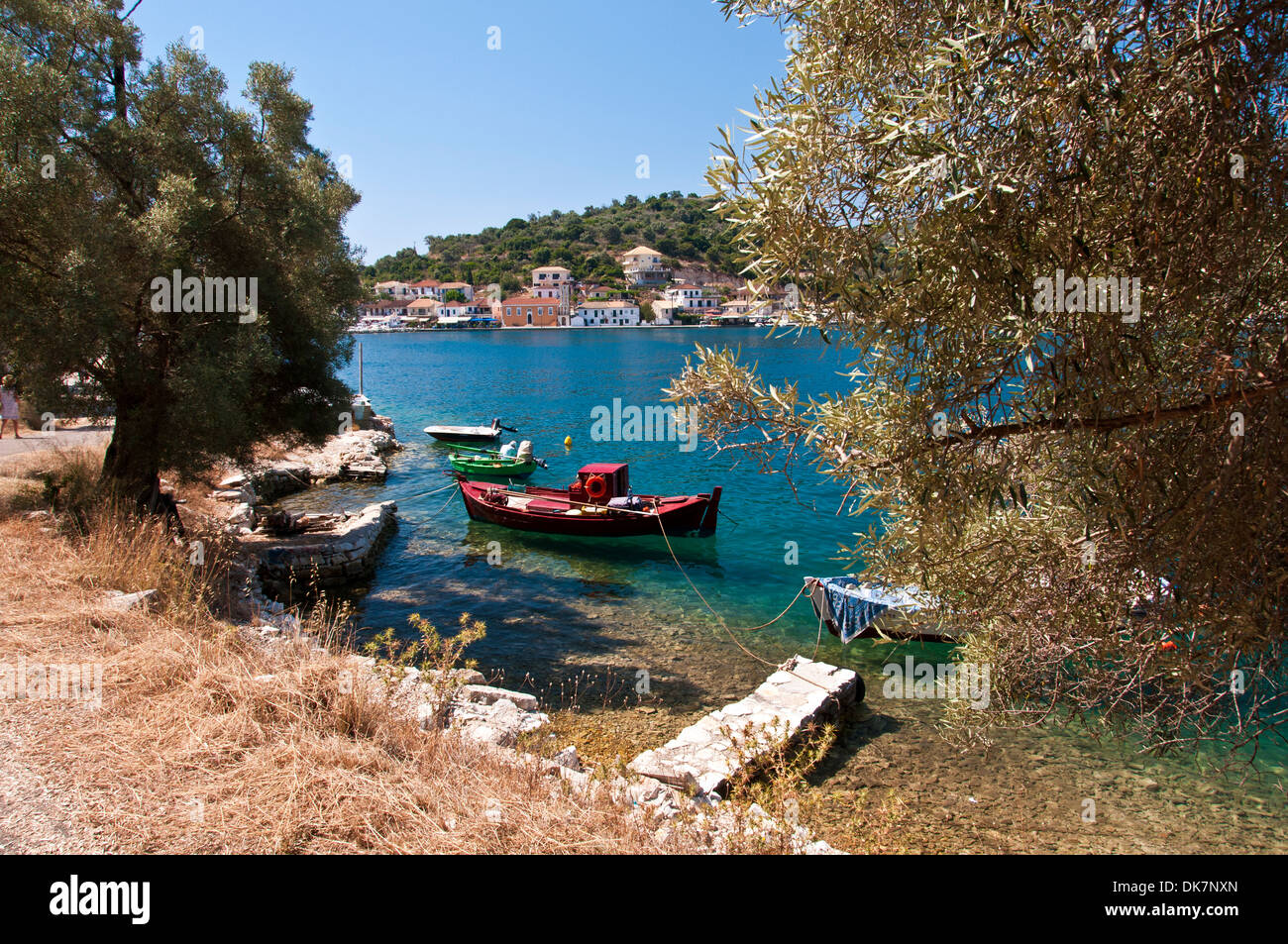 The Greek town of Vathi on the Ionian island of Meganisi Stock Photo ...
