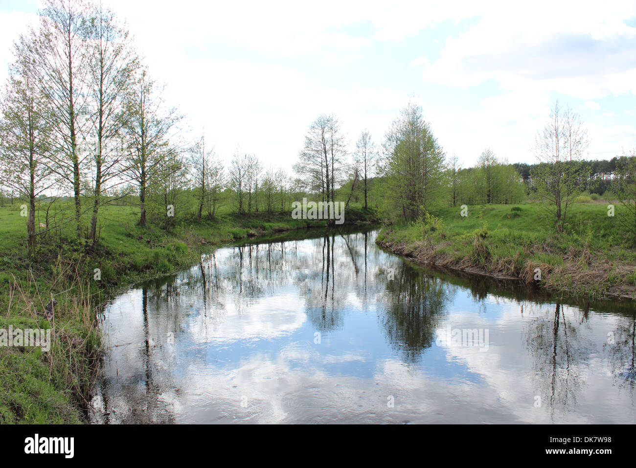 beautiful landscape with river and white clouds Stock Photo - Alamy