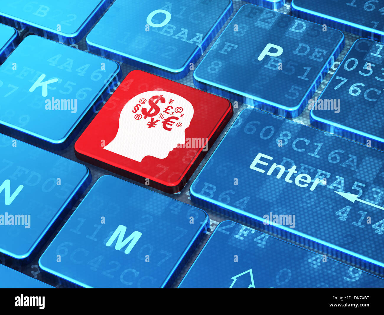 Finance concept: Head With Finance Symbol on keyboard Stock Photo - Alamy