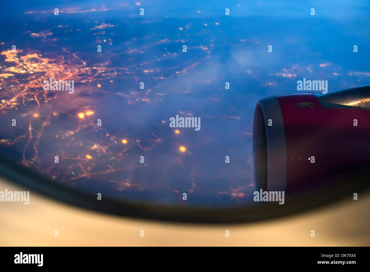 Night view Out Of Airplane Window Stock Photo - Alamy