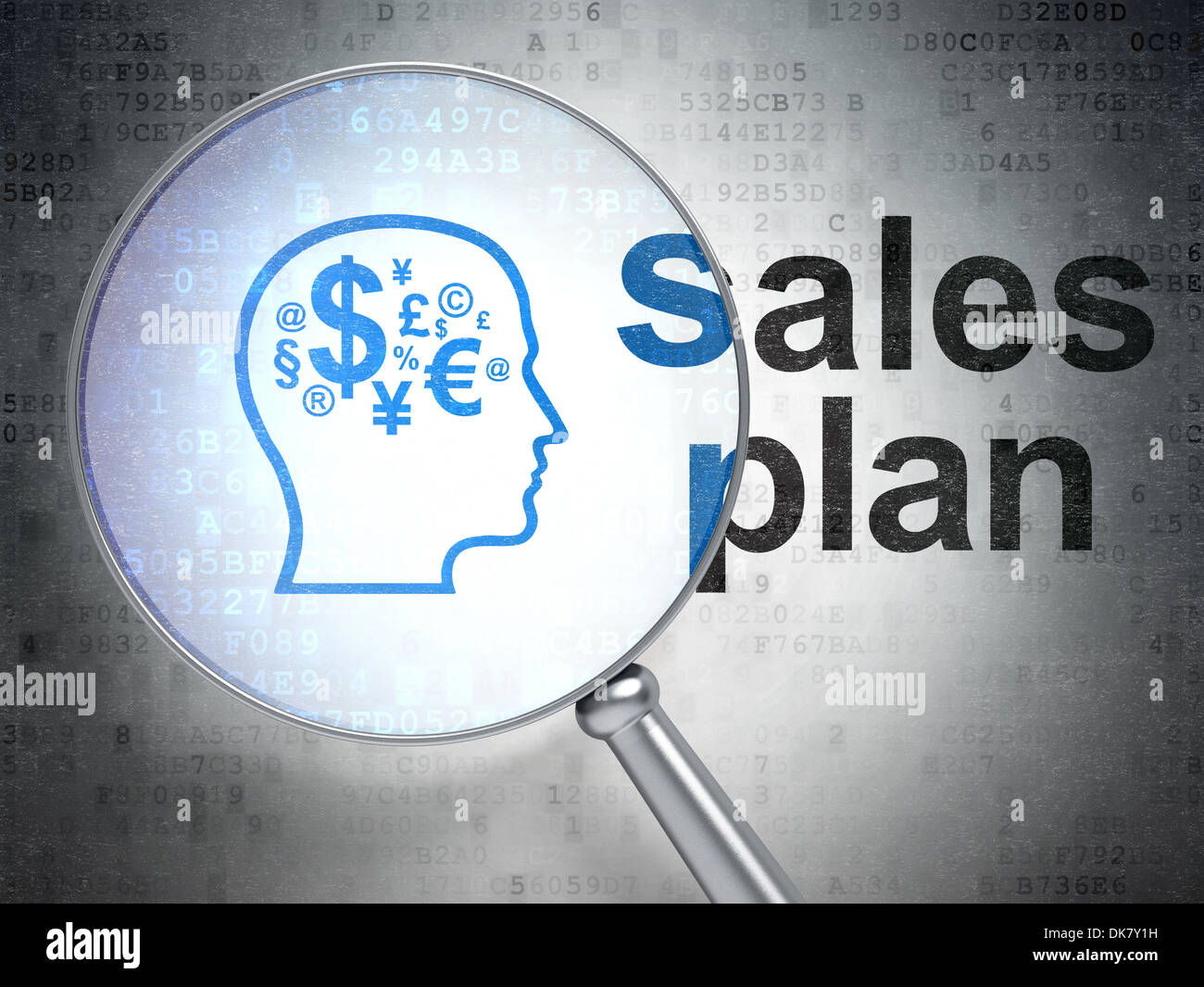 Advertising concept: Head With Finance Symbol and Sales Plan Stock ...