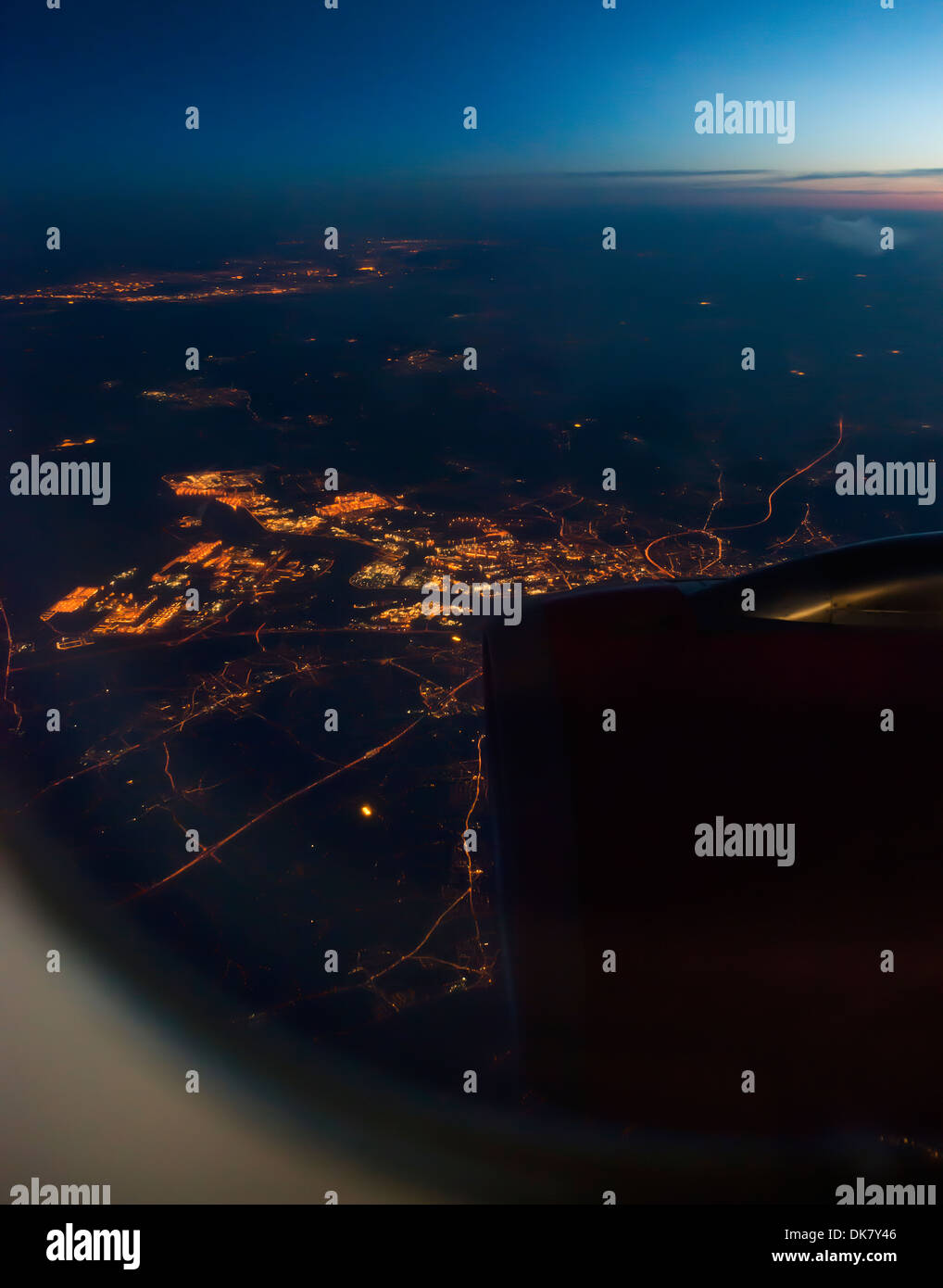 Night view Out Of Airplane Window Stock Photo - Alamy