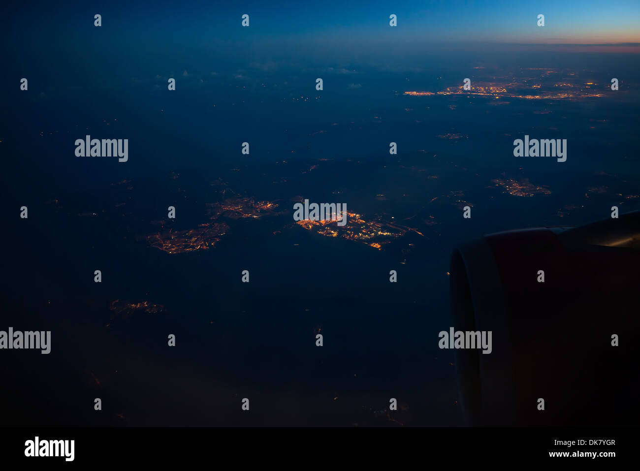 Night view Out Of Airplane Window Stock Photo - Alamy