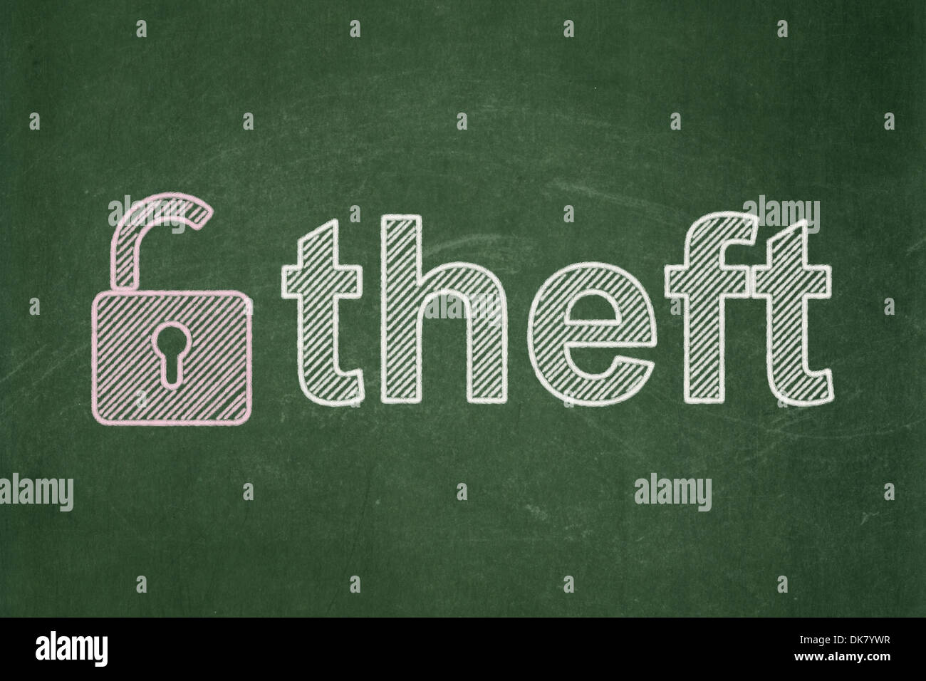Security concept: Opened Padlock and Theft on chalkboard Stock Photo - Alamy