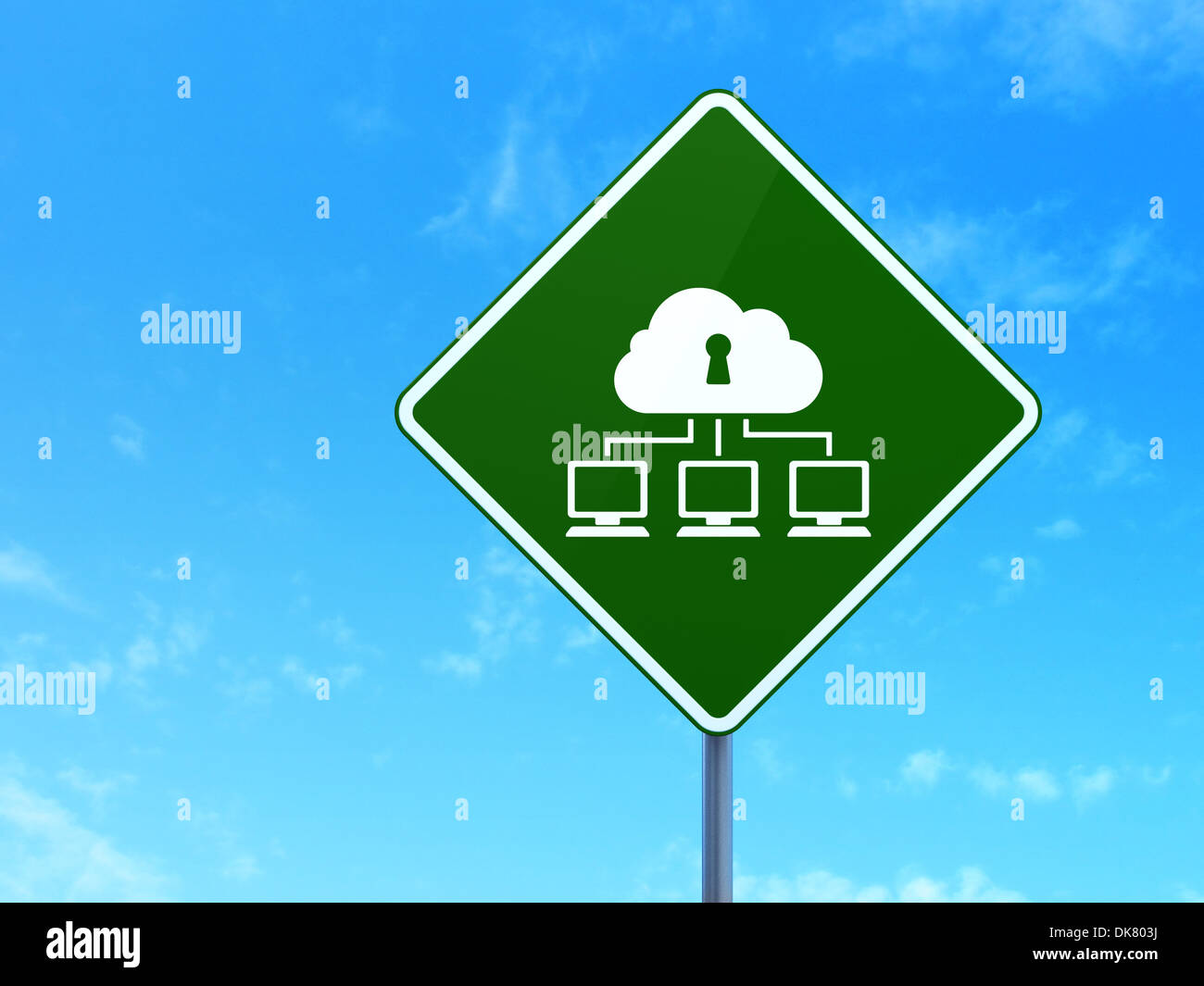 Privacy concept: Cloud Network on road sign background Stock Photo - Alamy