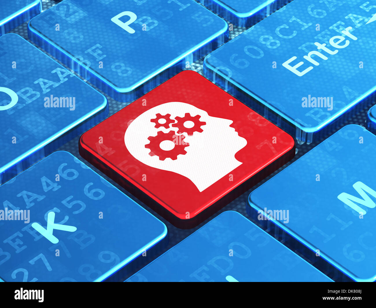 Head with gears keyboard hi-res stock photography and images - Alamy