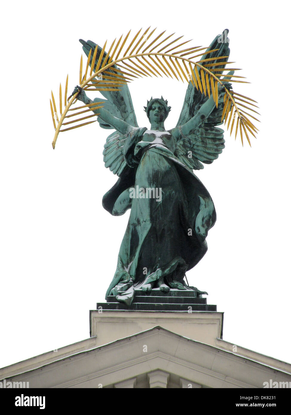 statue on Opera House in Lviv at winter over white Stock Photo - Alamy