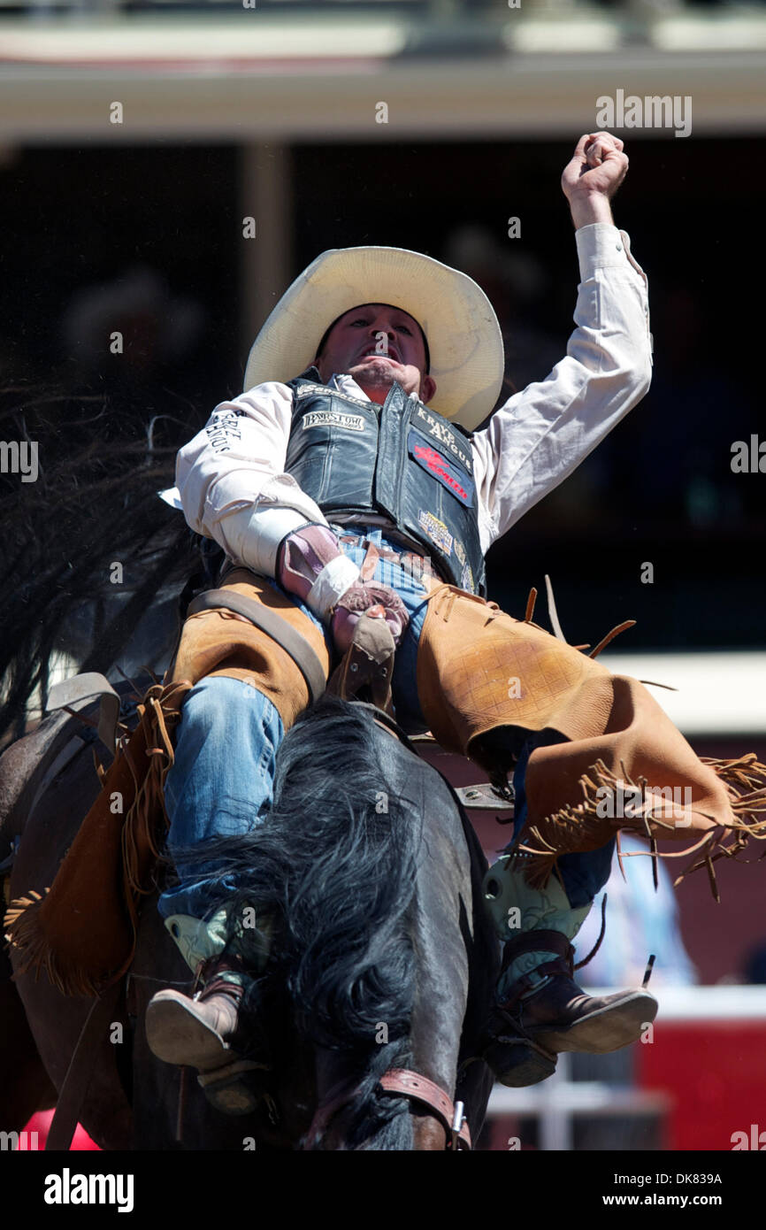 July 8, 2011 - Calgary, Alberta, Canada - Bareback rider Steven Dent of ...