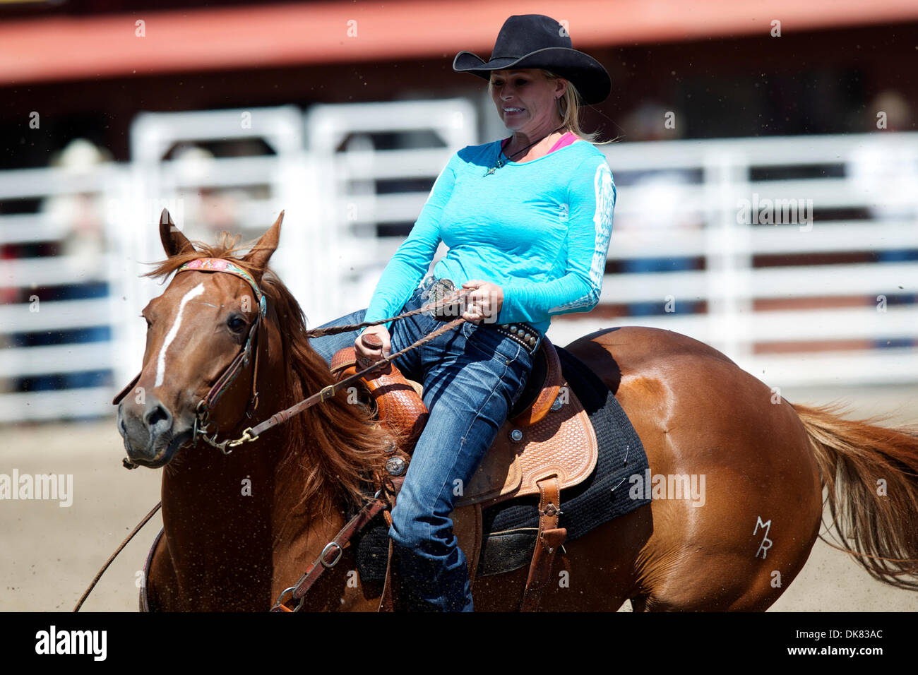 July 8, 2011 - Calgary, Alberta, Canada - Barrel racer Angie Meadors of ...