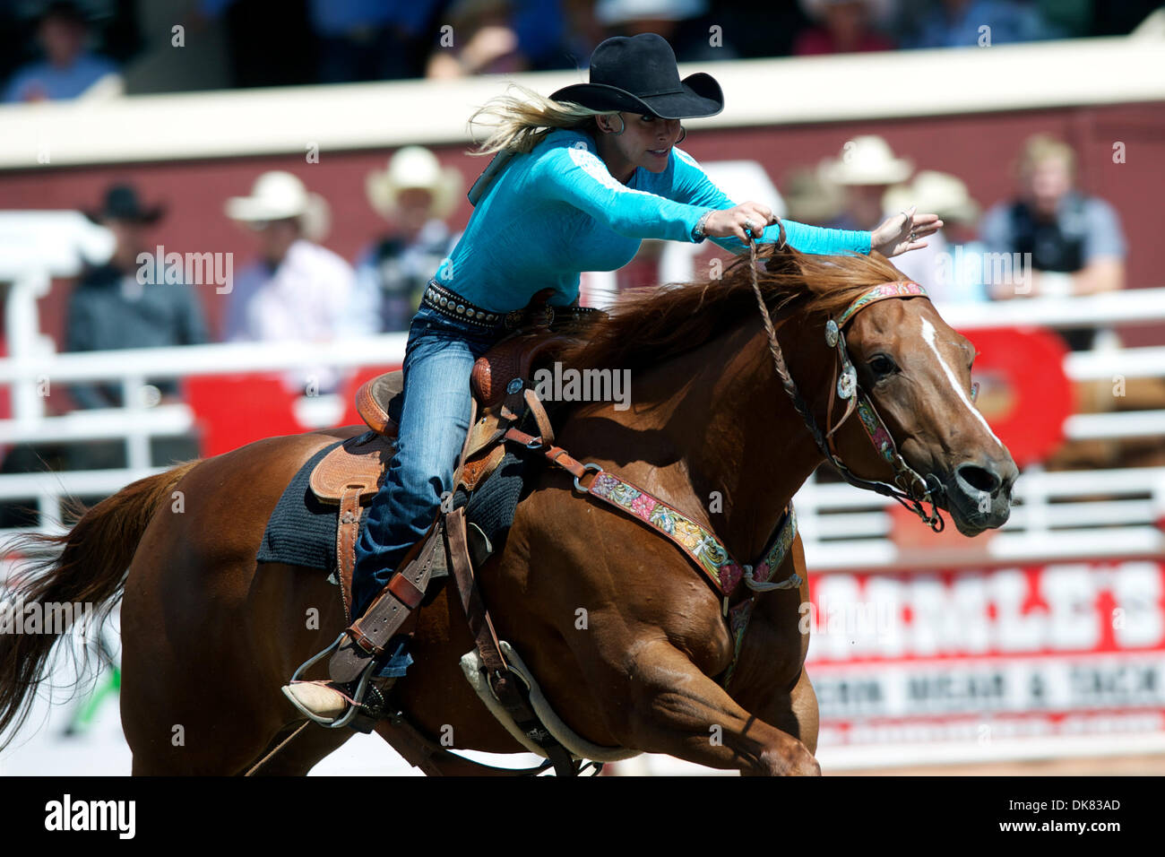 July 8, 2011 - Calgary, Alberta, Canada - Barrel racer Angie Meadors of ...