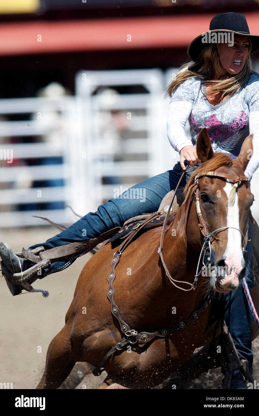 July 8, 2011 - Calgary, Alberta, Canada - Barrel racer Joleen Seitz of ...