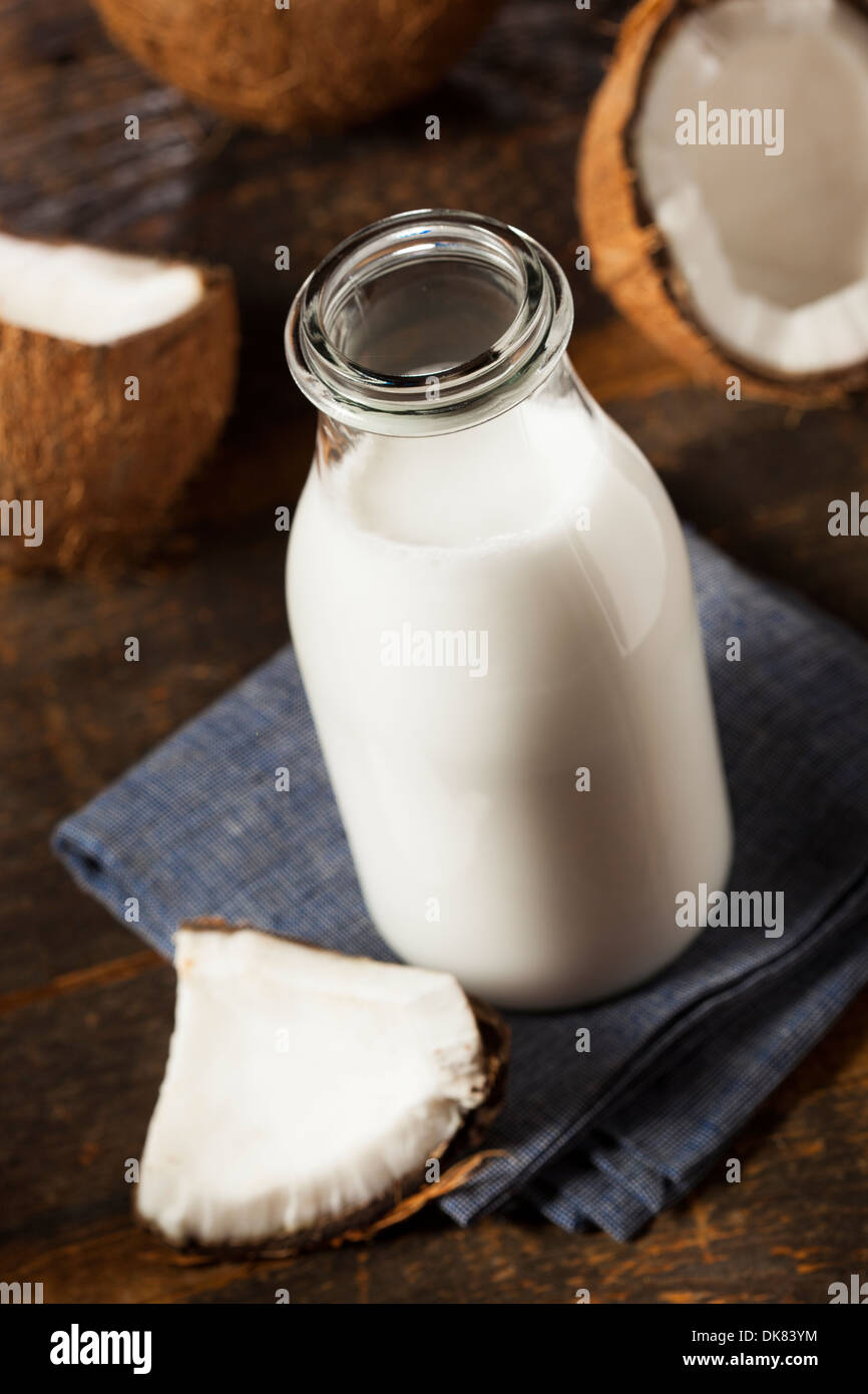 Fresh Organic Coconut Milk in a Bottle Stock Photo - Alamy