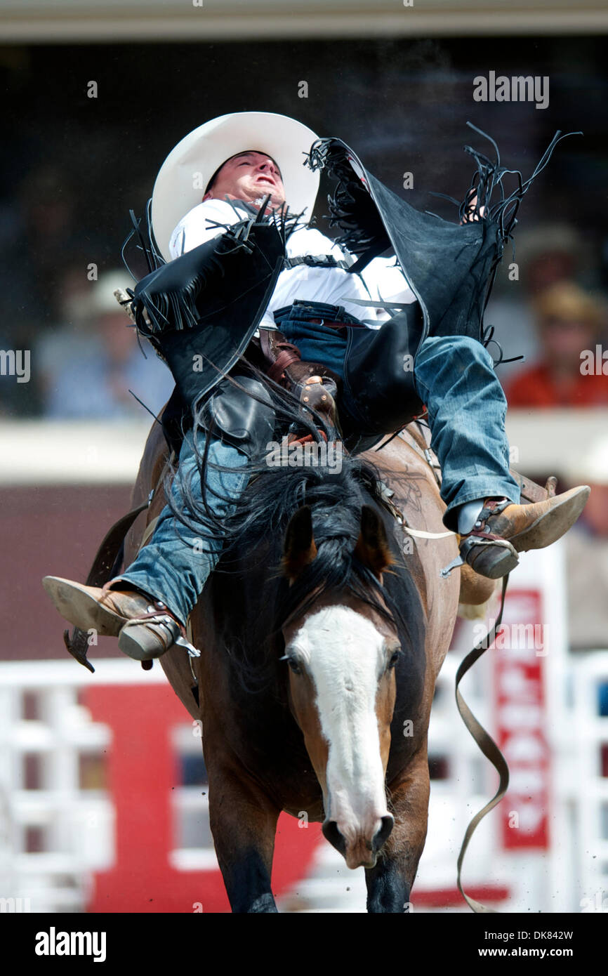 July 9, 2011 - Calgary, Alberta, Canada - Bareback rider Davey Shields ...